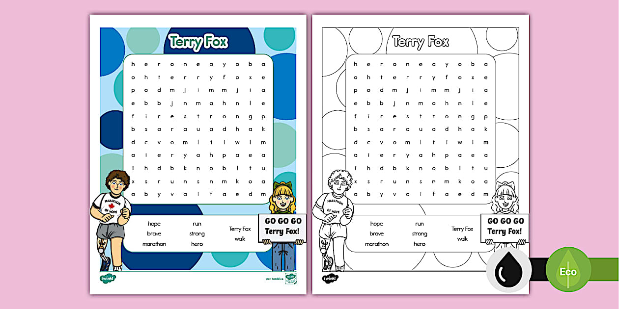 Terry Fox Word Search I Twinkl Canada Resources