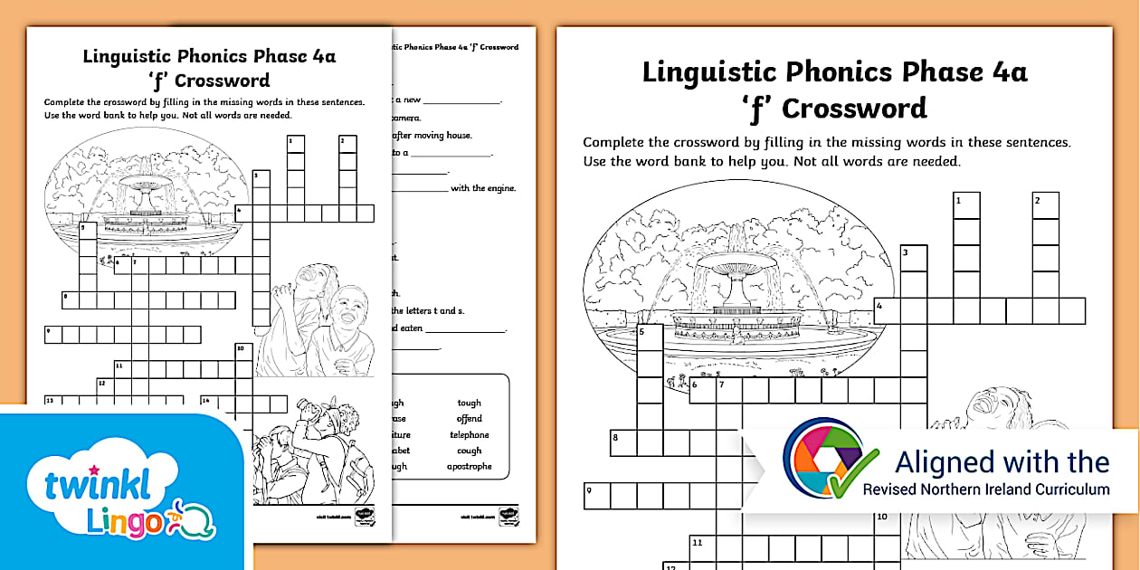 Linguistic Phonics Phase 4a 'f' Crossword