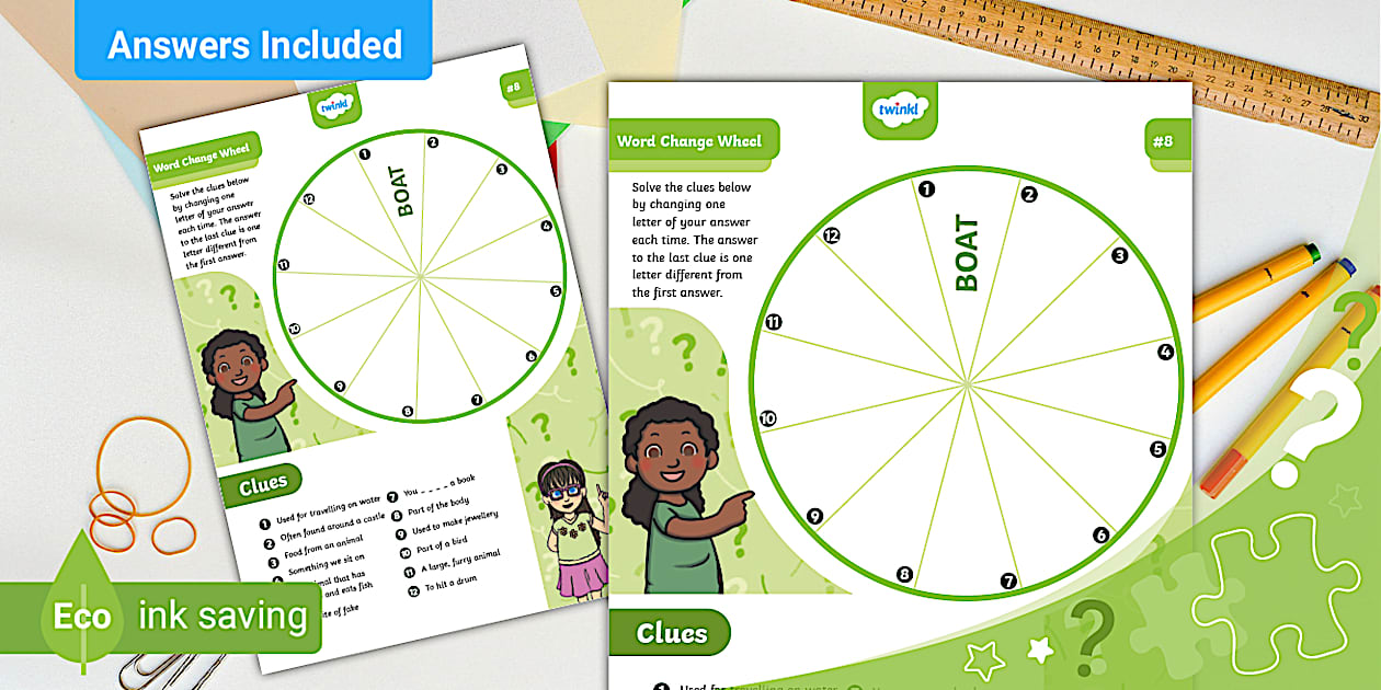 Word Change Wheel Puzzle #8 - Twinkl - Kids Puzzles