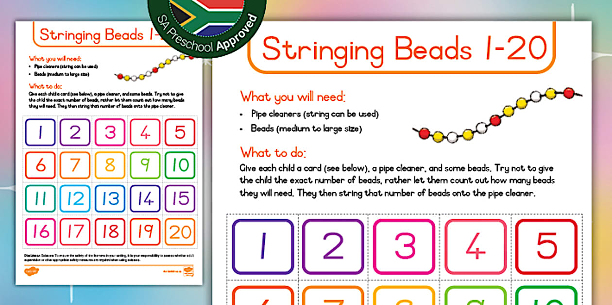 Preschool Numeracy: Stringing Beads 1-20 (teacher made)