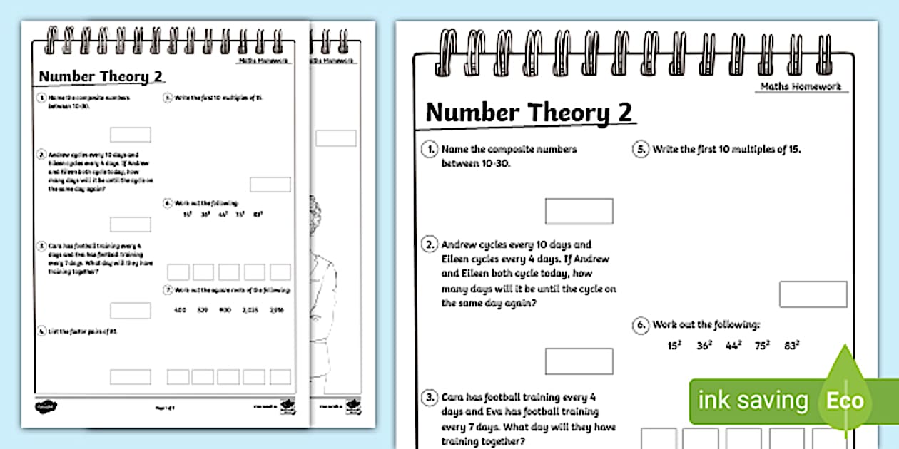 Maths Homework - Number Theory 2 (teacher made) - Twinkl