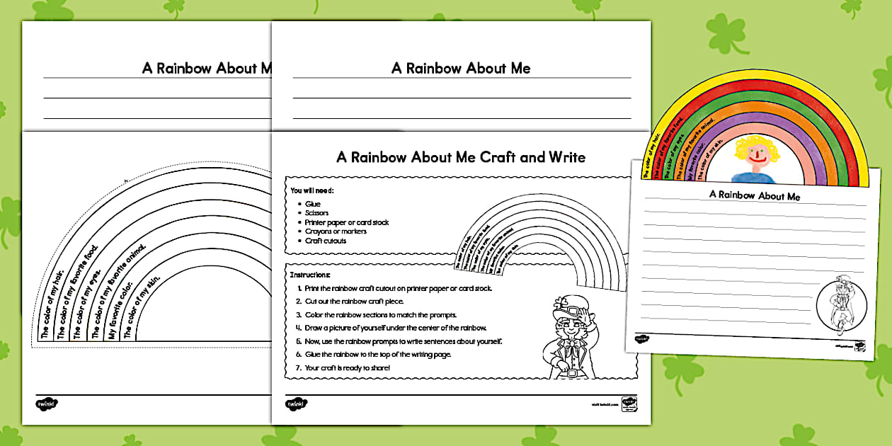 St. Patrick's Day A Rainbow About Me Craft and Write for K-2nd Gr