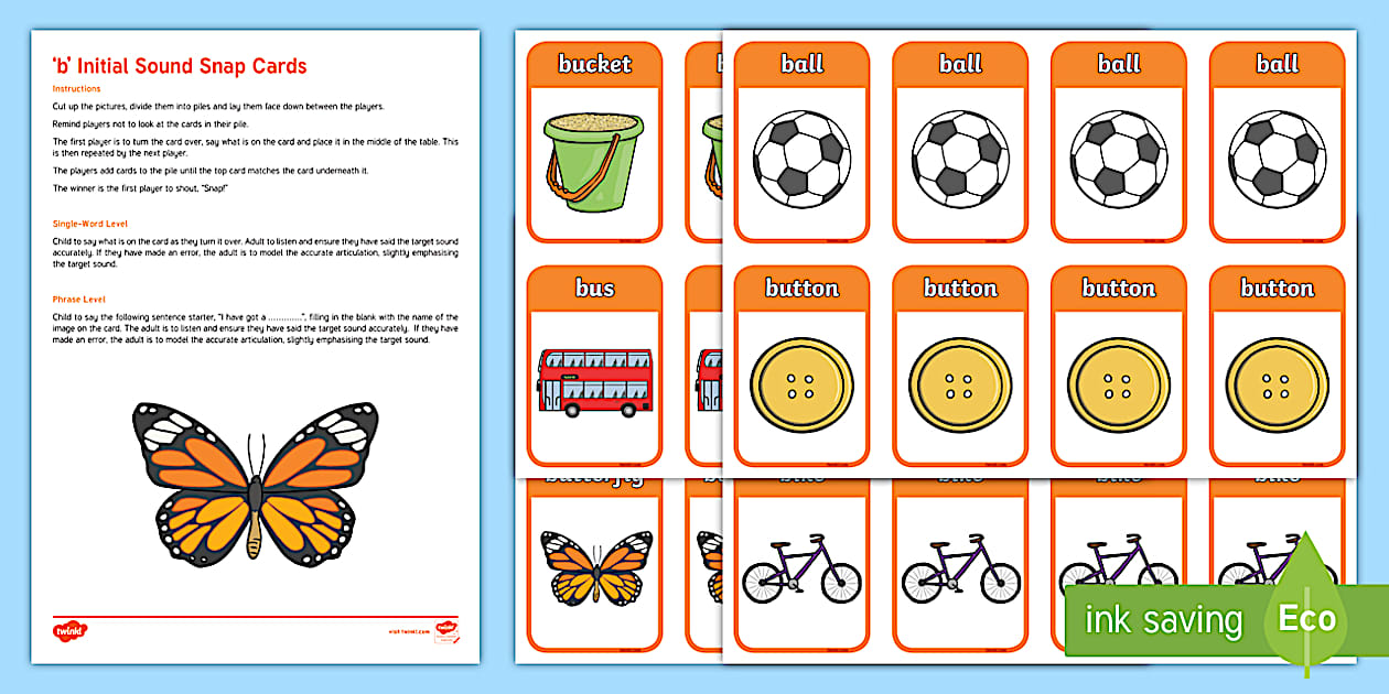 /b/ Initial Sound Snap Card Game (teacher made) - Twinkl