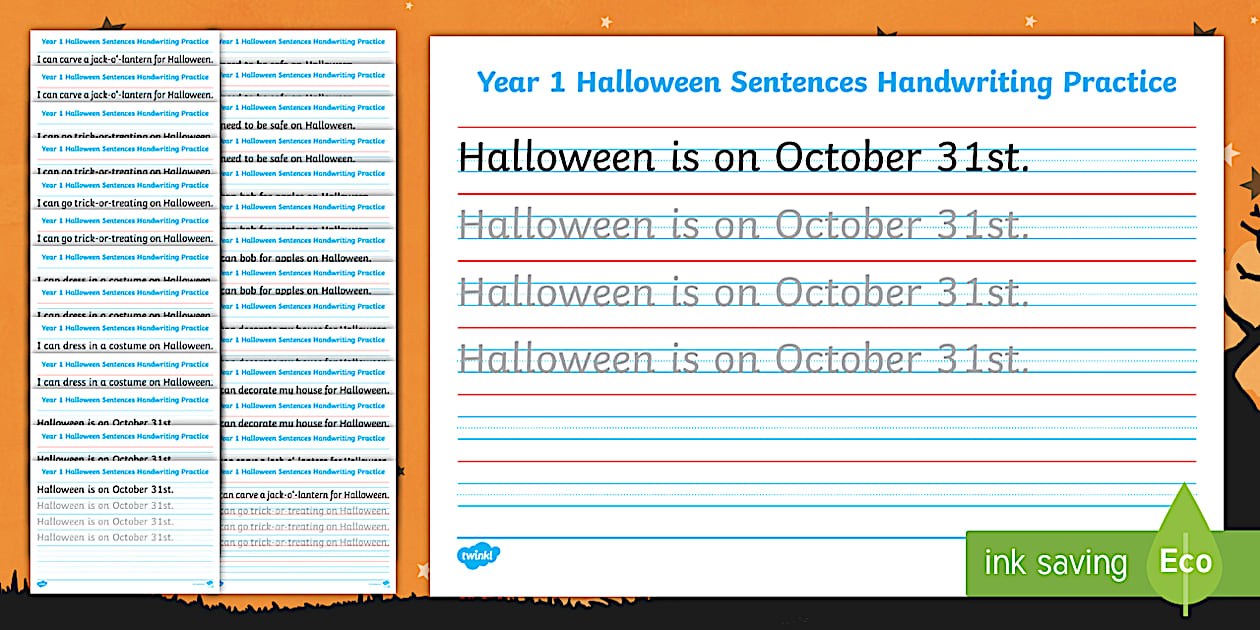 NSW Halloween Handwriting Practice Worksheet - Twinkl