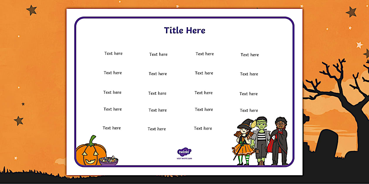 Cursive Halloween Themed Editable Word Mat (teacher made)