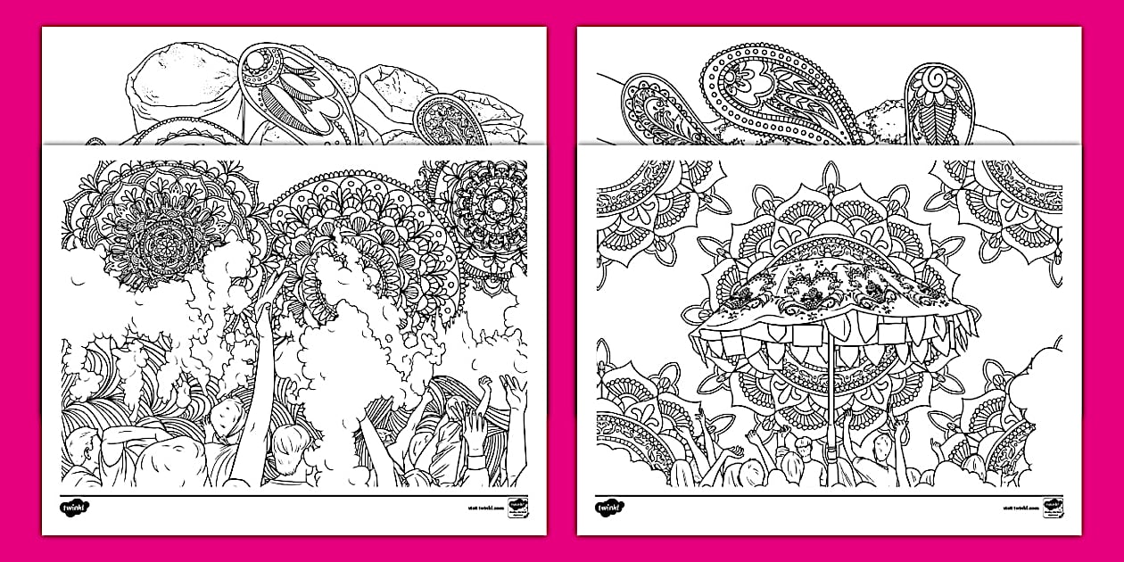 Holi Mindfulness Coloring Worksheet (Teacher-Made) - Twinkl