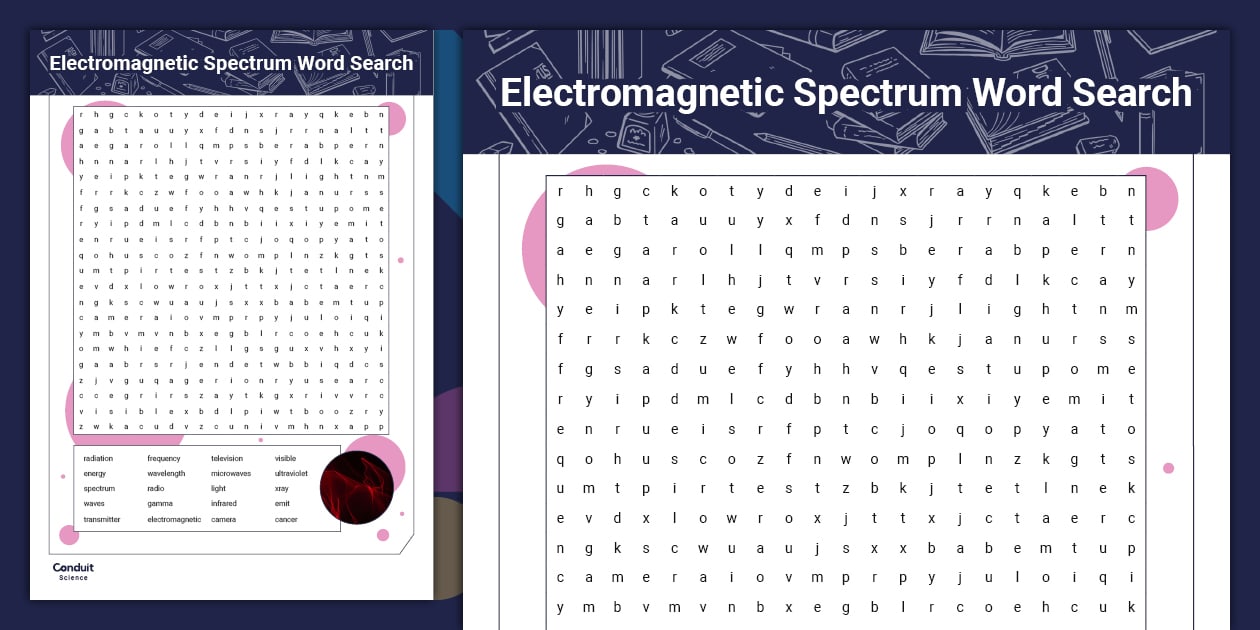 Electromagnetic Spectrum: Word Search (teacher made)