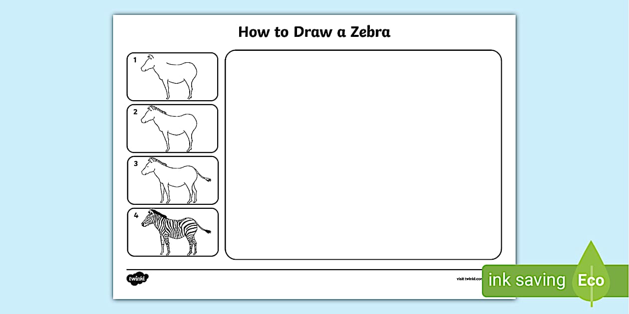 How to Draw a Zebra Step-by-Step Guide | Twinkl | KS1