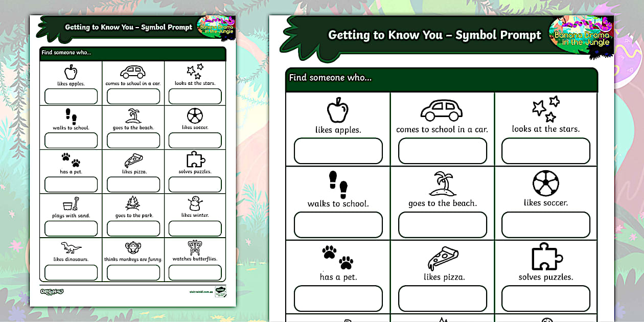 Banana Drama in the Jungle Getting to Know You Symbol Prompt