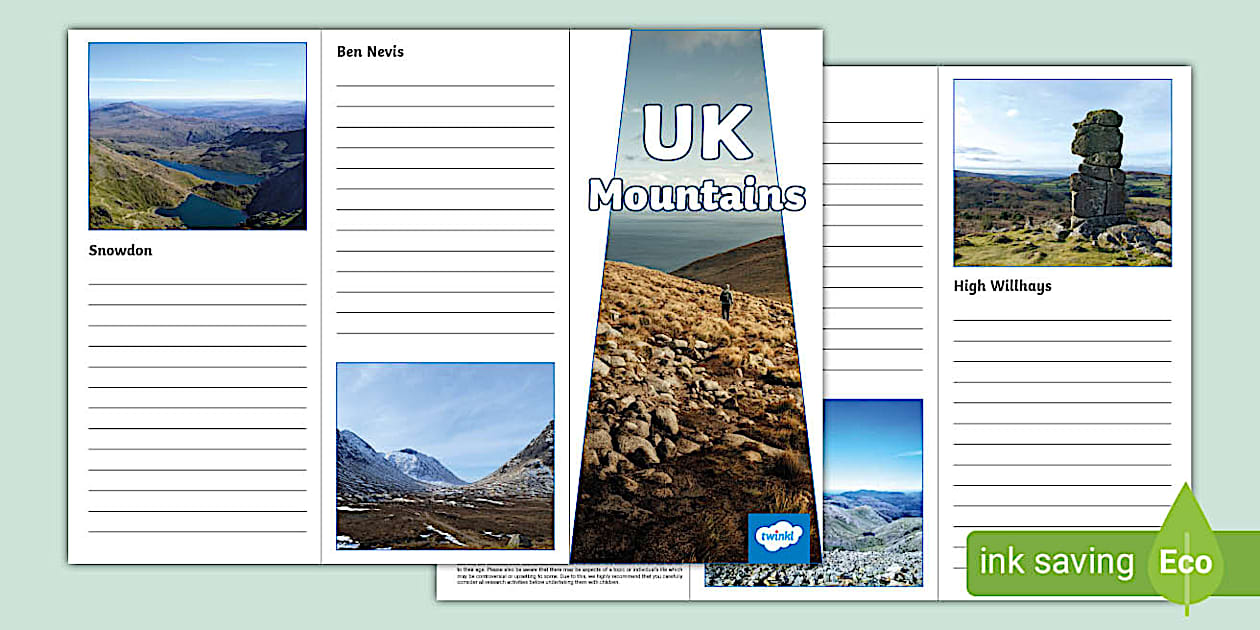 UK Mountains Leaflet Template (teacher made) - Twinkl