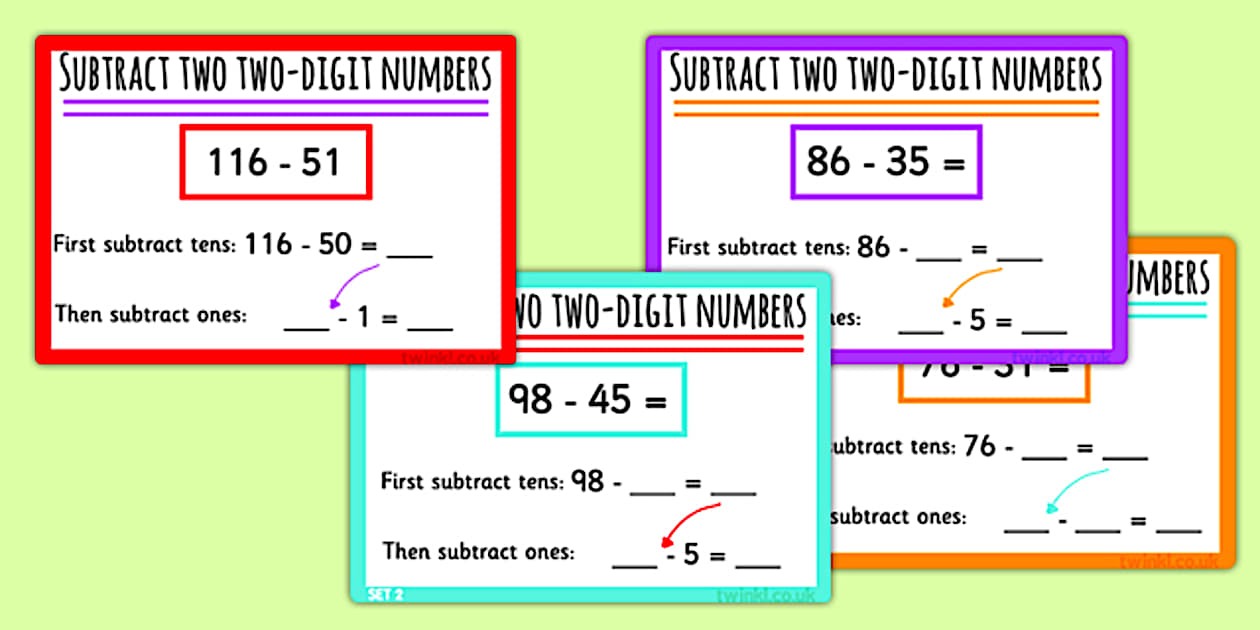 Subtract Two Two-Digit Numbers Using Place Vlaue Mixed Maths Challenge ...
