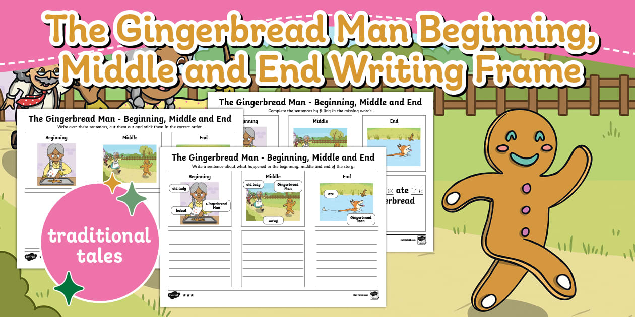 The Gingerbread Man Beginning, Middle and End Writing Frame