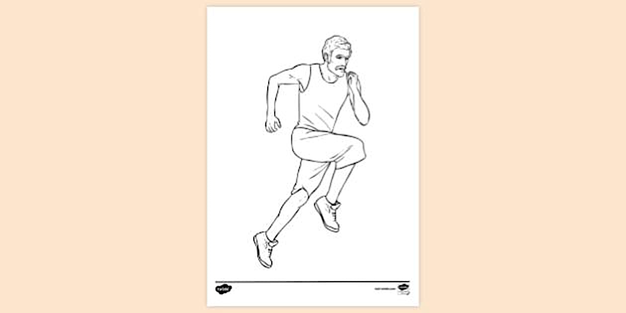 Athlete Running Colouring Sheet (teacher made) - Twinkl