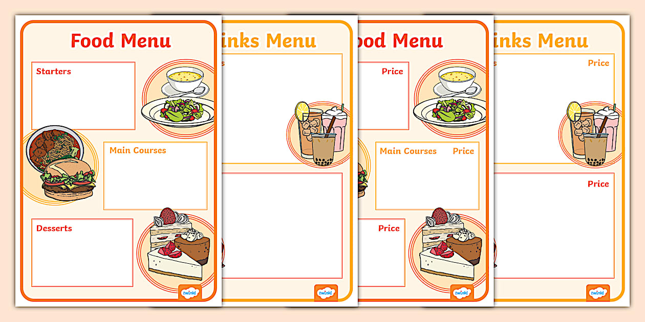 Design a Menu Template | Primary Resources (teacher made)