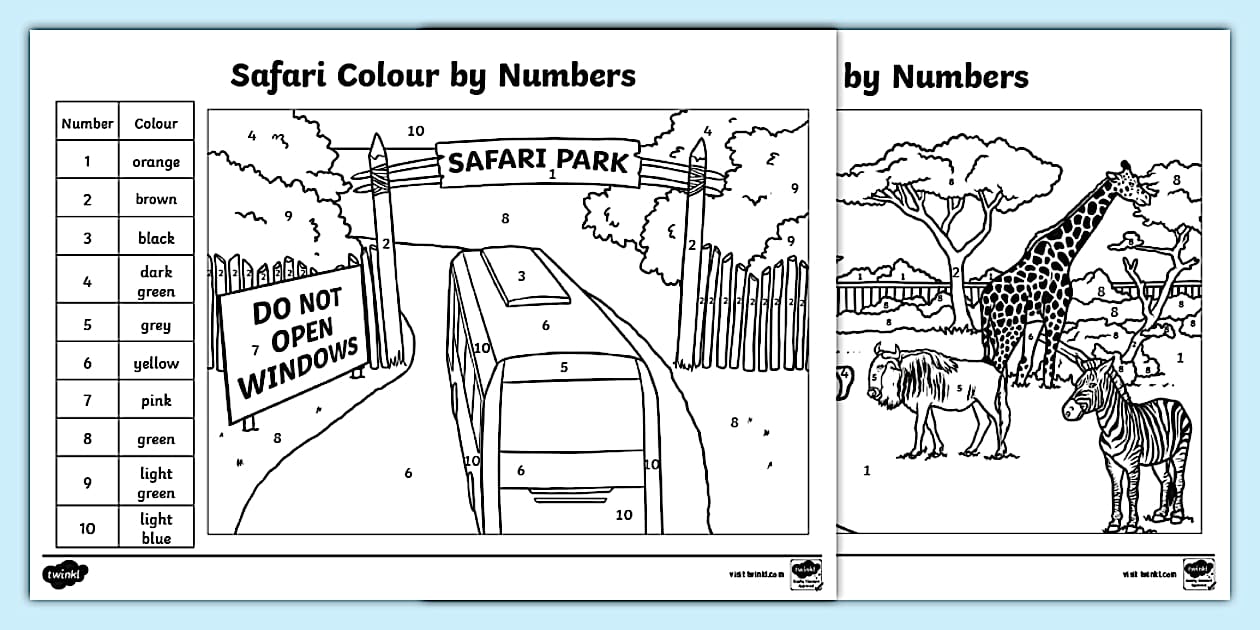 👉 Safari Colour by Number - Maths (teacher made) - Twinkl