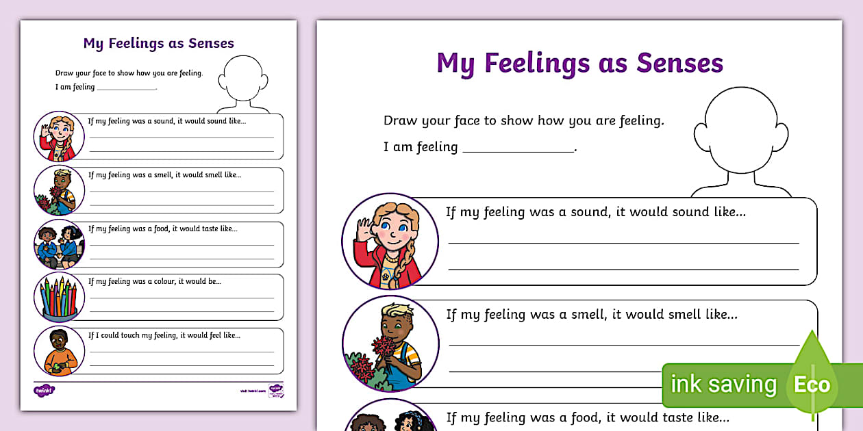 My Feelings as Senses Activity Sheet (teacher made) - Twinkl