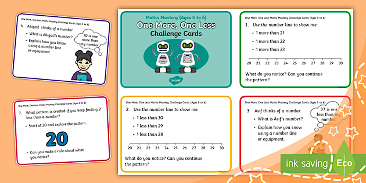 👉 One More, One Less Maths Challenge Cards (Ages 5 - 6)