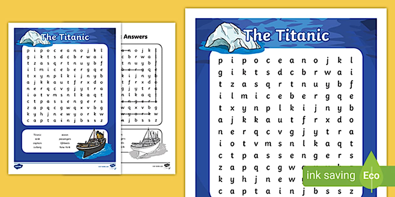 Titanic Word Search - Primary Resources (teacher made)