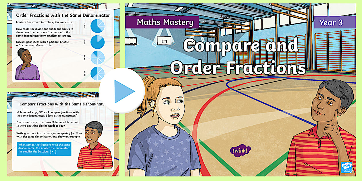 Year 3 Compare and Order Fractions Maths Mastery PowerPoint