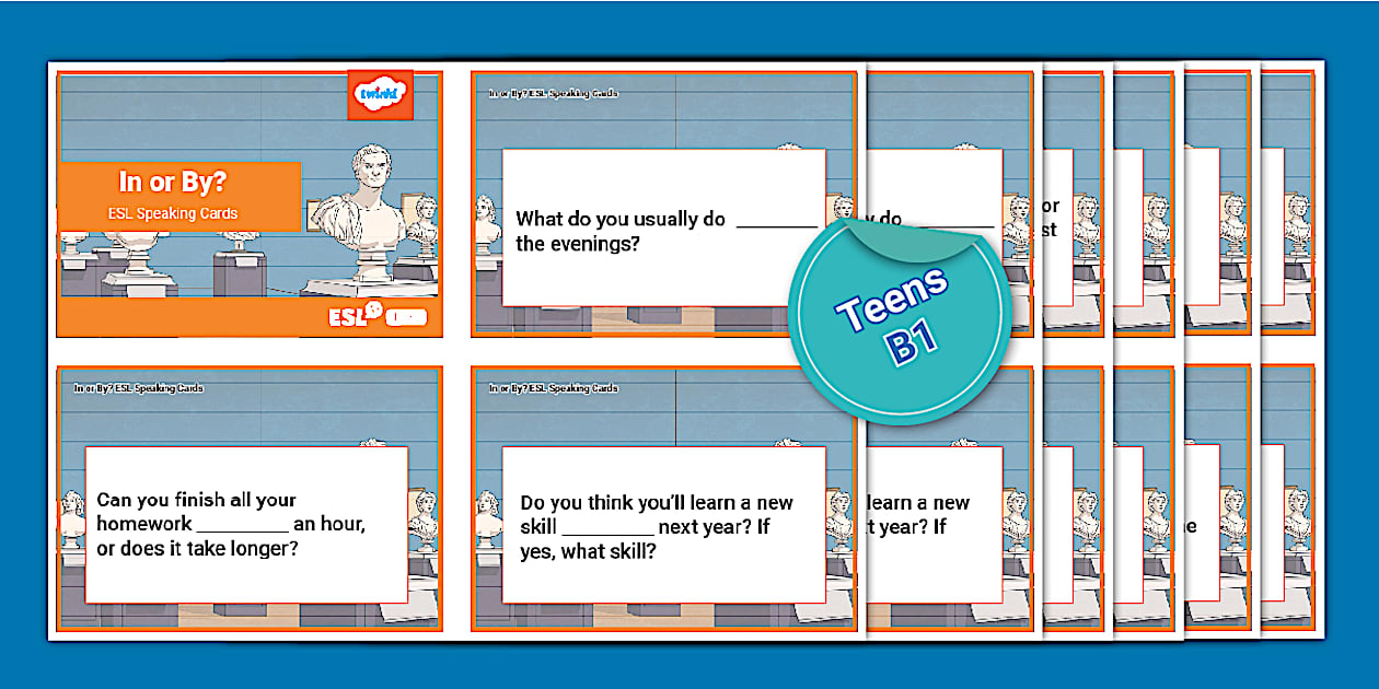 ESL 'In' or 'By' Prepositions Speaking Cards (teacher made)