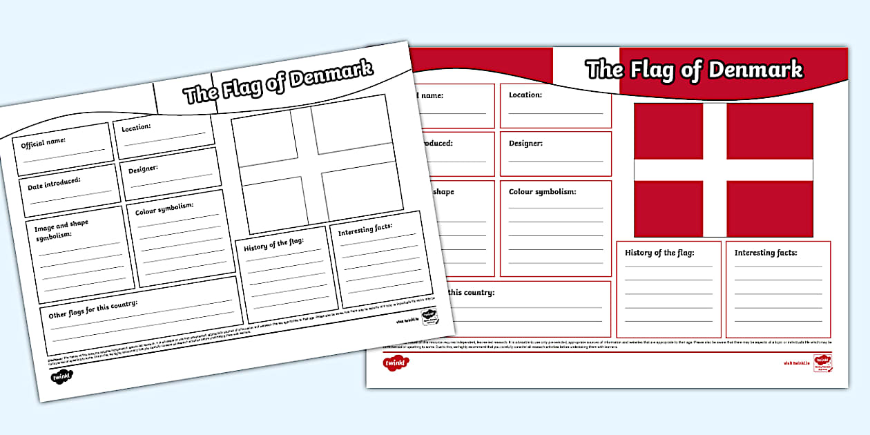 Denmark Flag Fact File Template (teacher made) - Twinkl