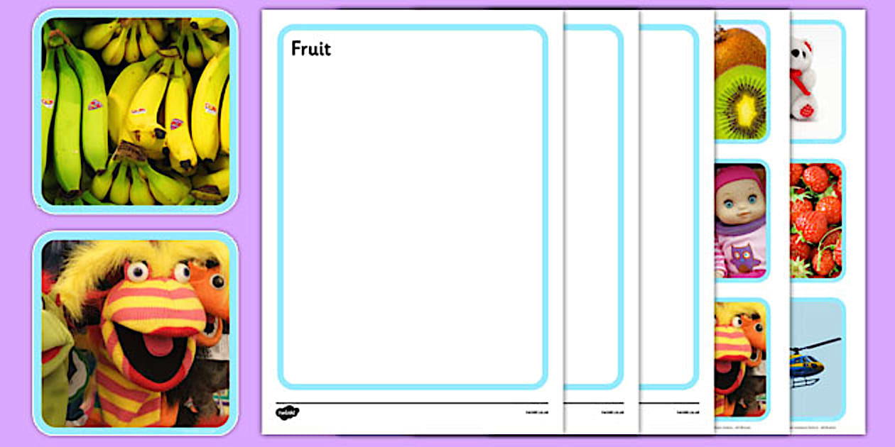 Photo Fruit Toys and Transport Sorting Activity - Twinkl