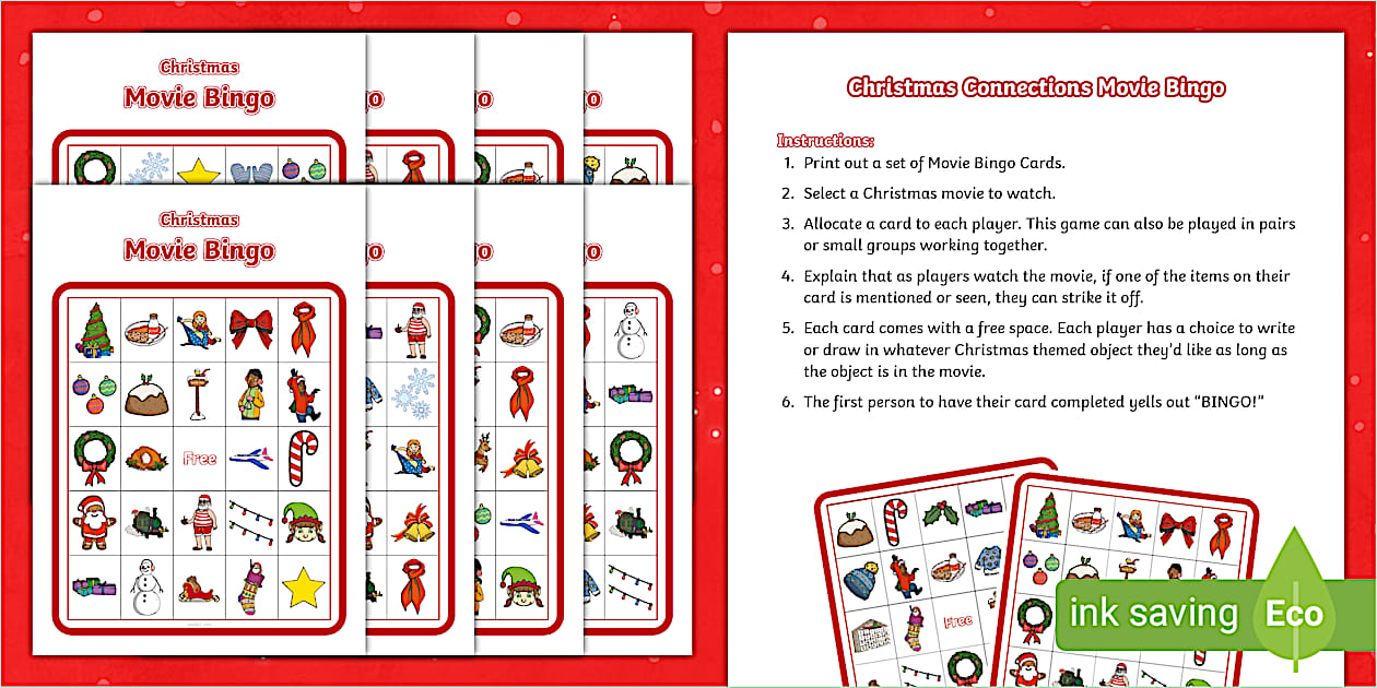 Christmas Connections Movie Bingo F-2 | Twinkl. - Twinkl
