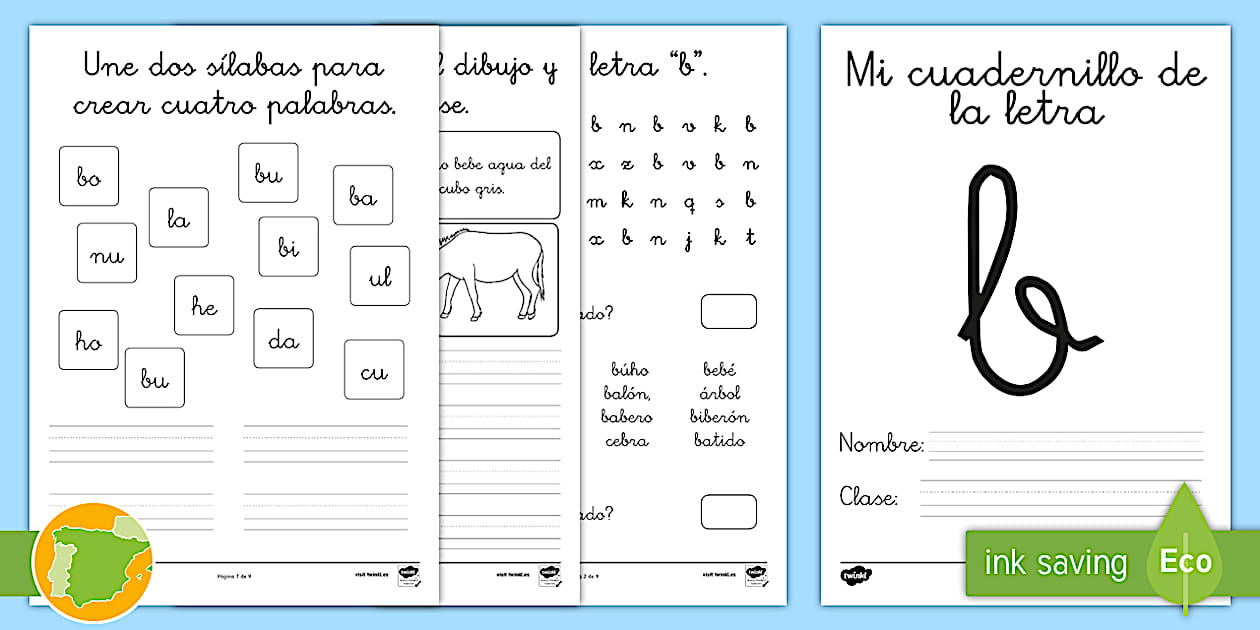 La b manuscrita, cuadernillo de lecto (Hecho por educadores)