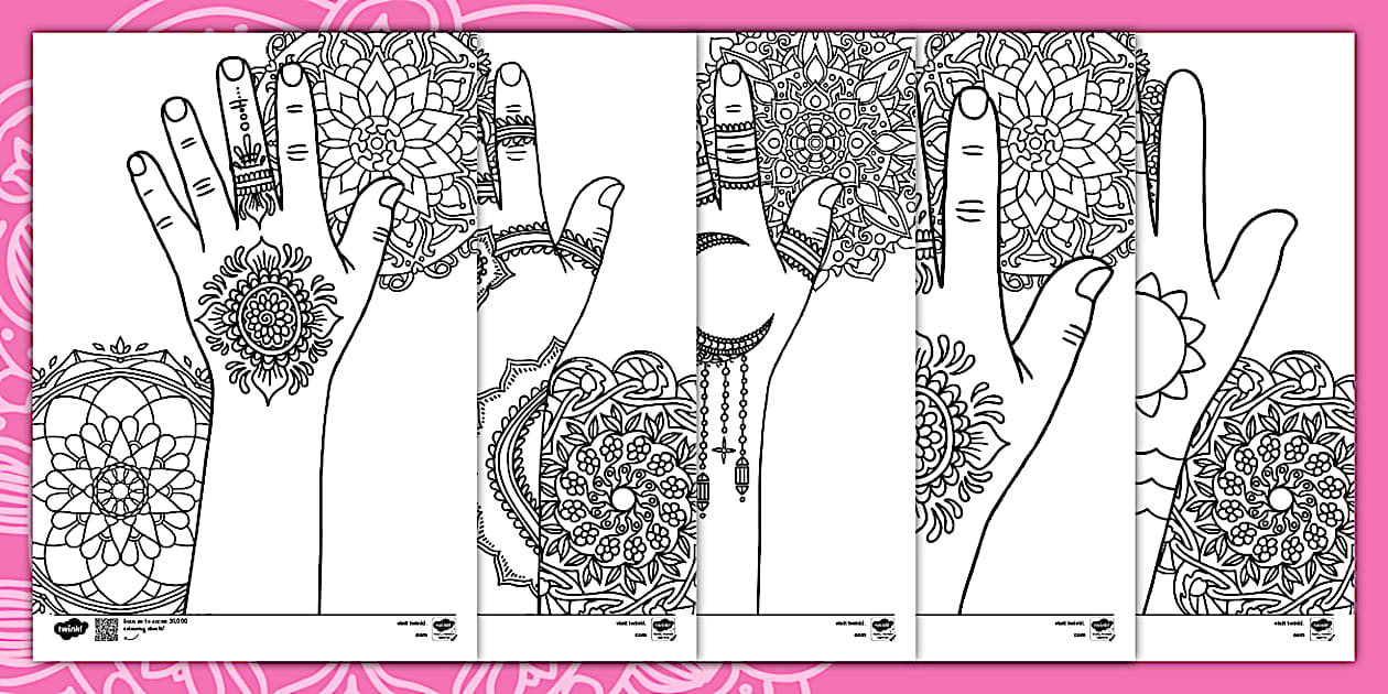 Mehndi Hand Colouring Patterns (teacher made) - Twinkl