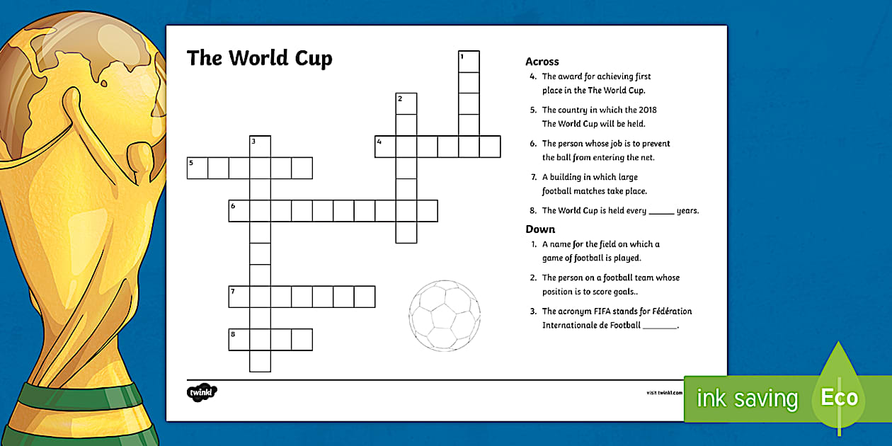 3-6 The World Cup Crossword (Teacher-Made) - Twinkl