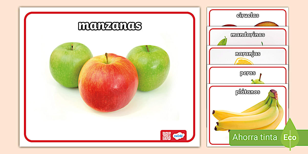 Tarjetas de Vocabulario: Fotos de Frutas - Twinkl