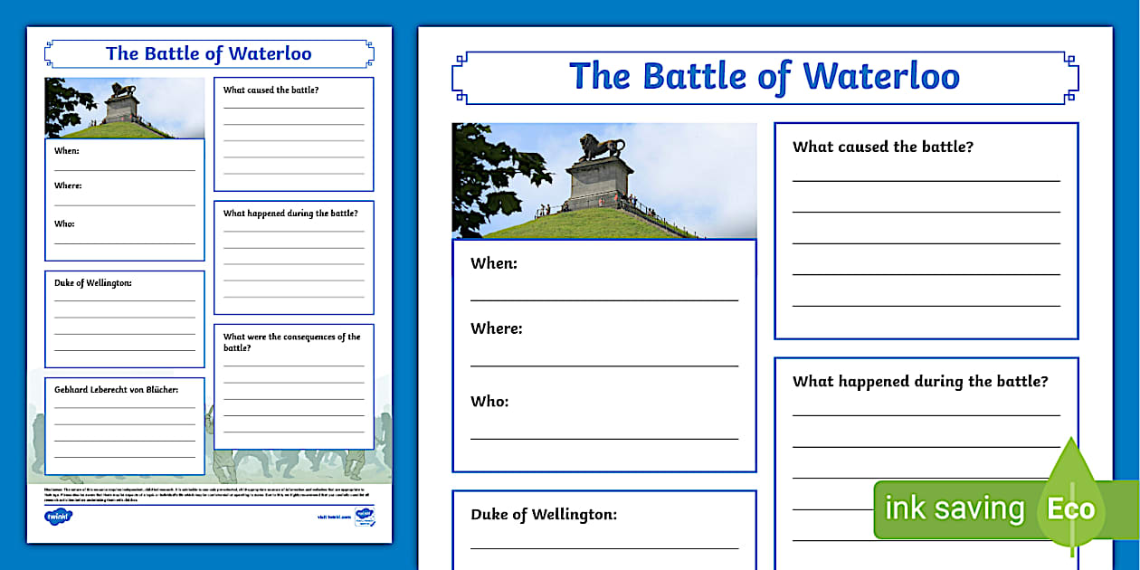 The Battle of Waterloo Fact File Template - Twinkl