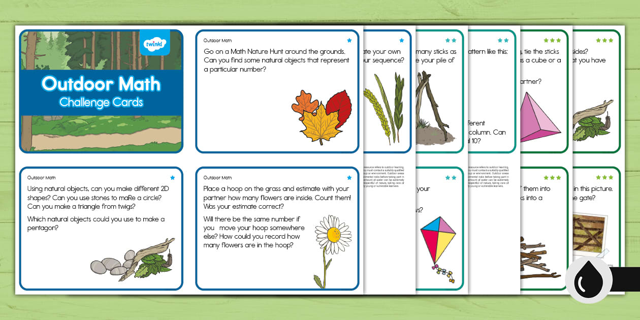 Outdoor Math Challenge Cards (teacher made) - Twinkl