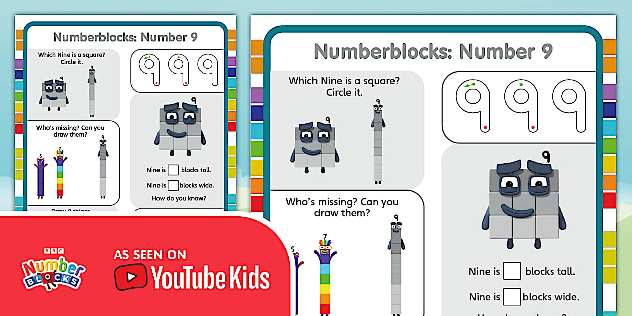 Numberblocks: Number 9 Worksheet - Twinkl