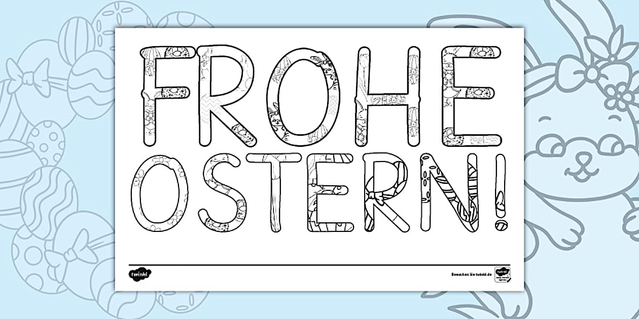 Frohe Ostern Schriftzug - Ausmalbild (Teacher-Made) - Twinkl