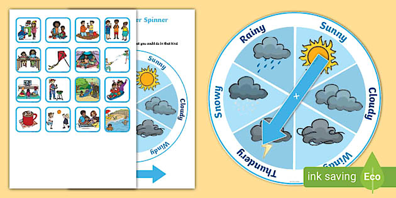 Editable When Weather Spinner Activity (teacher made)