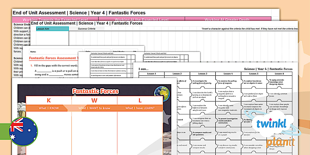 Year 4 Science Fantastic Forces Assessment Pack