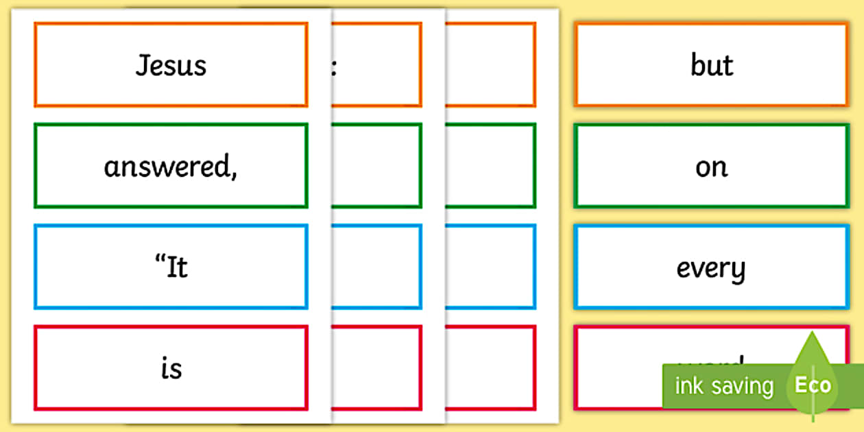 Matthew 4:4 Word Cards (teacher made) - Twinkl