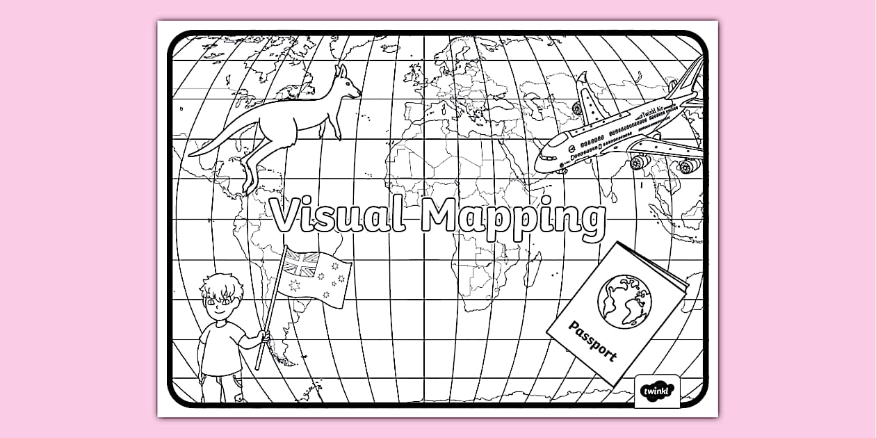 Mini IU Yr 1 Visual Mapping Title Colouring Page - Twinkl