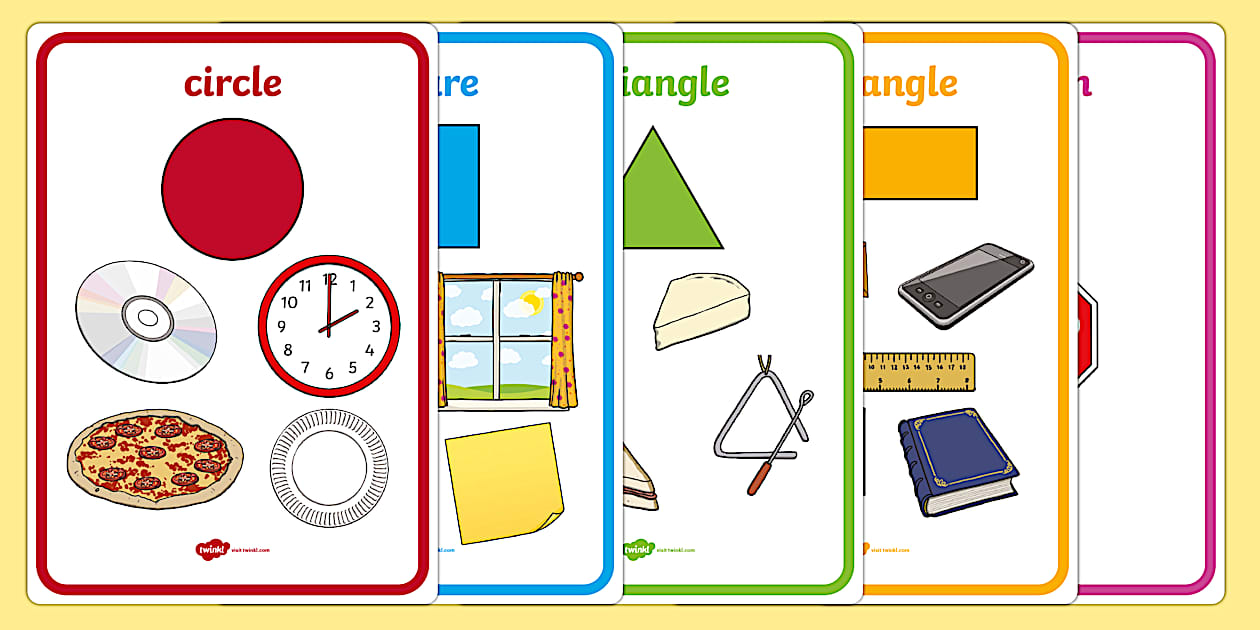 Black and White 2D Shape Posters With Everyday Examples