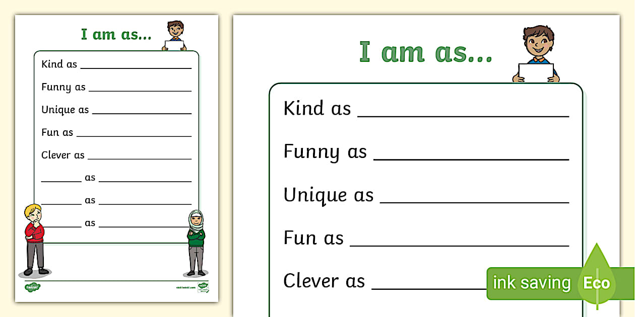 All About Me Simile Poem Template, Simile Poem, - Twinkl