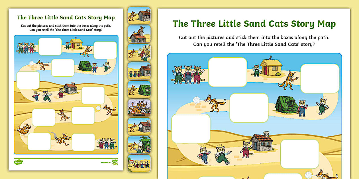 The Three Little Sand Cats - Cut and Stick Story Map Activity