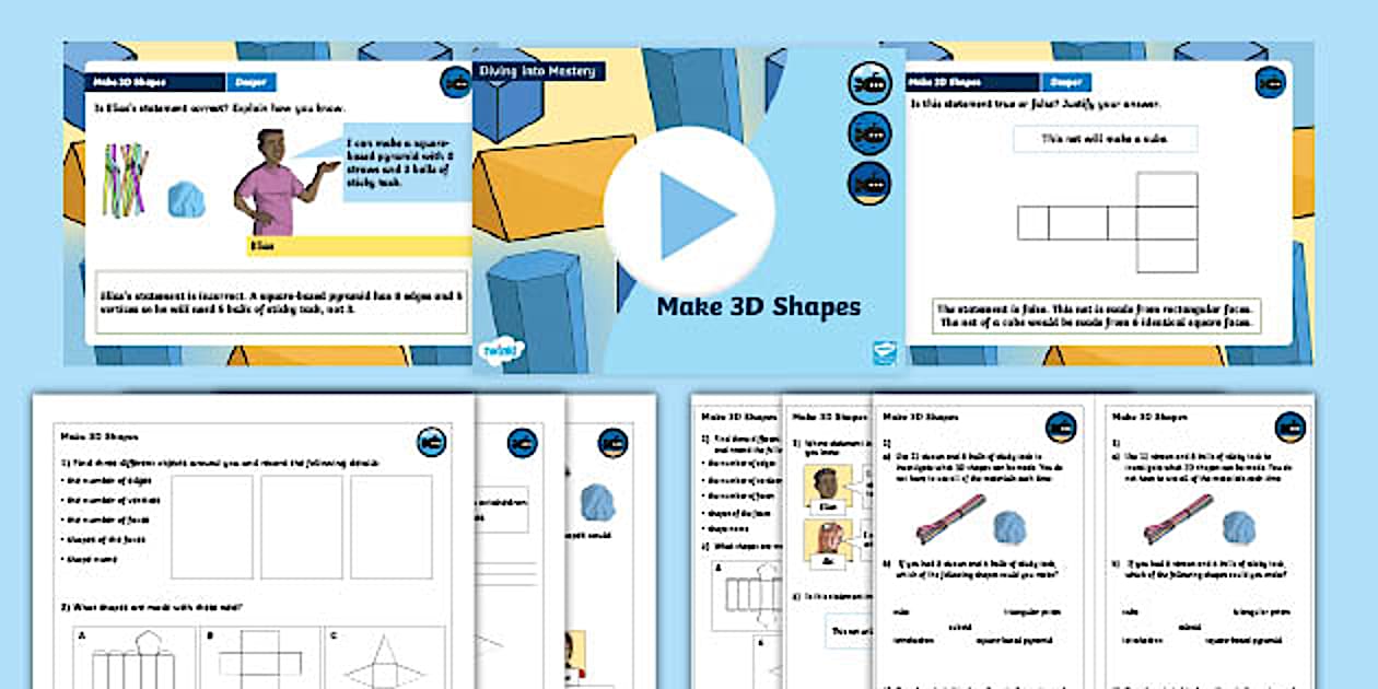 Year 3 White Rose Maths: Make 3D Shapes Teaching Pack