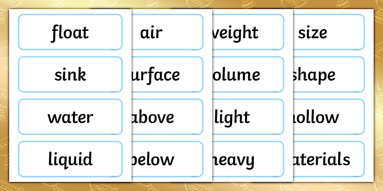 KS1 Floating and Sinking Word Cards | Twinkl Science