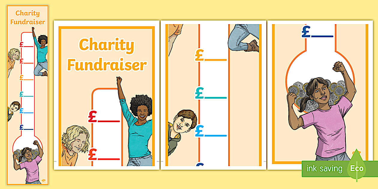 Editable Charity Fundraising Thermometer Display Poster