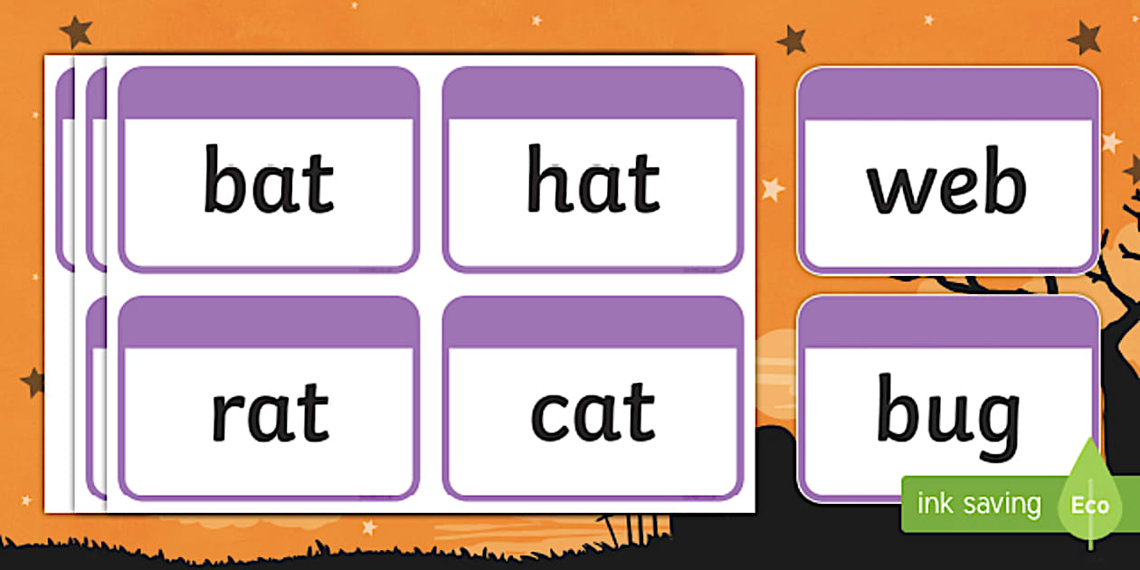 Editable Halloween CVC Words Flashcards (teacher made)
