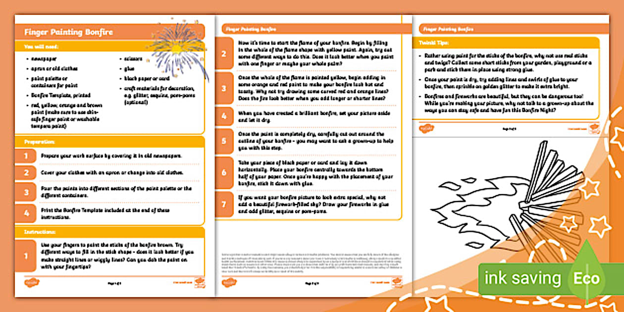 Finger Painting Bonfire Activity (teacher made) - Twinkl