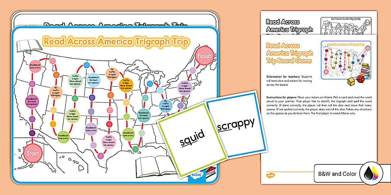 Second Grade Read Across America Trigraph Trip Board Game