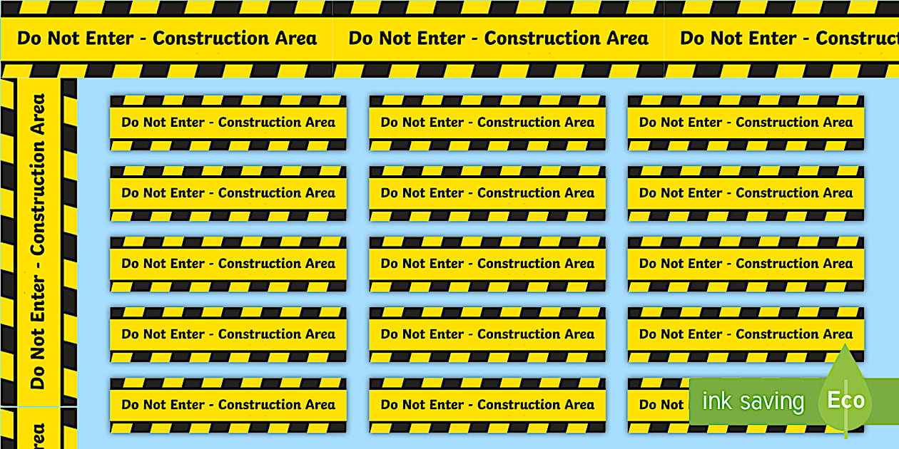 Do Not Enter Construction Tape Display Borders - Twinkl