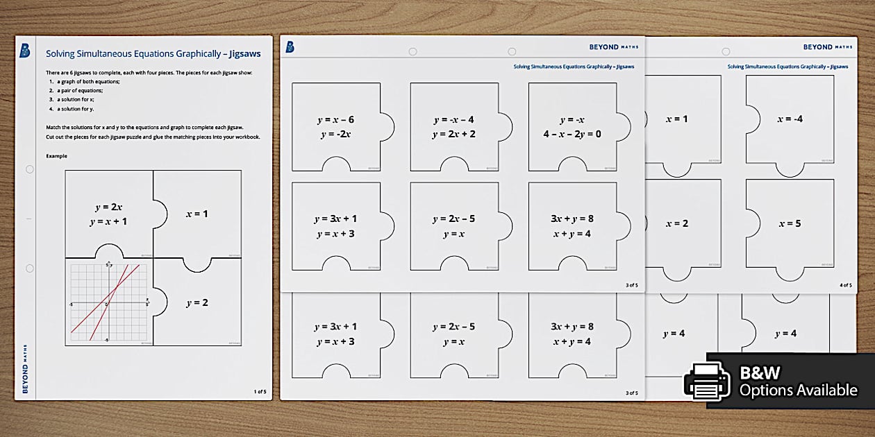 Solving Simultaneous Equations Graphically - Jigsaws